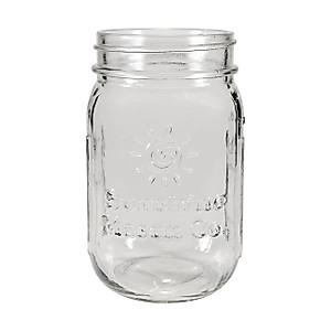 Sunshine Mason Co. Pint Size (16 ounce, 473 mL) Regular Mouth Drinking Glass Mason Jars 6 Pieces