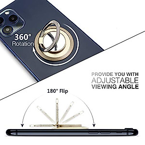 3 Pcs Cell Phone Ring Holder, Yiwanson Phone Ring Holder Finger Kickstand, 360 180 Degree Rotation, Mirror Ring Holder Bracket on Back of Phone, for All Smartphone (Gold/ Pink/ Black)