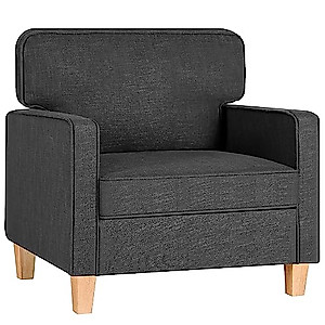 AODAILIHB Accent Chairs for Living Room with Arms Oversized Big Chairs Mid-Century Modern Reading Chair Comfy Club Chair, Bedroom Office Arm Chairs Easy Assembly (1, Dark Grey)