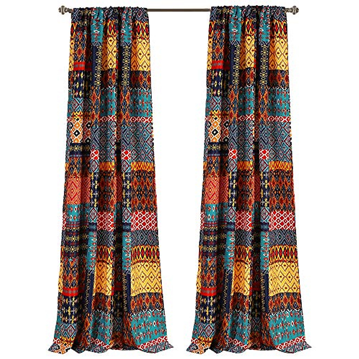 Lush Decor, Multicolor Misha Room Darkening Window Curtain Panel Set, 84" x 52"