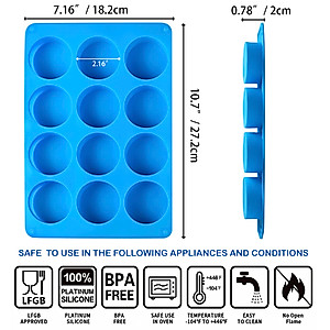 Sidosir 3Pcs Oreo Cookie Chocolate Silicone Mold, 12-Cavity Round Cylinder Oreo Chocolate Cover Molds for Candy, Silicone Baking Molds for Mini Cakes, Jelly