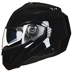 ILM Motorcycle Helmets for Adults Dual Visor Enlarged Air Vents Modular Full Face Cascos para Motos Men Women DOT Model DP998(Gloss Black, Medium)