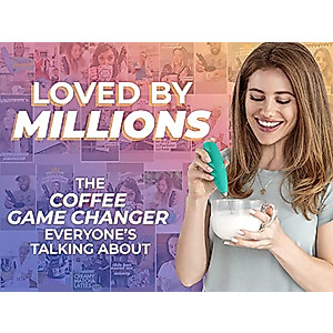 Zulay Powerful Milk Frother for Coffee (Batteries Included) with Upgraded Titanium Motor - Handheld Frother Electric Whisk, Milk Foamer, Mini Blender and Electric Mixer Coffee Frother, No Stand - Aqua