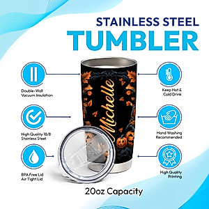 Hyturtle Personalized Owl Lovers Tumbler - Owls Print Custom Name Stainless Steel Coffee Tumbler 20 oz With Lid - Idea Owl Lover, Animal Lover Gifts For Women, Mom, Daughter For Birthday, Christmas