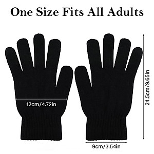 CUGBO 12 Pairs Black Winter Stretchy Warm Knit Magic Gloves Mitten for Mens Womens-One Size Fits All
