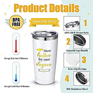Karenhi 3 Pcs Graduation Gift Set Includes Class of 2023 Stainless Steel Tumbler with Lid, Straw Graduation Gift Keychain Graduation Bracelet Set Adjustable Compass Bracelet for School (Now Hotter)