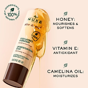 NUXE Rêve de Miel Lip Stick - 100% Natural Organic Moisturizer for Cracked & Dry Lips With Shea Butter & Vitamin E, 0.14 Oz