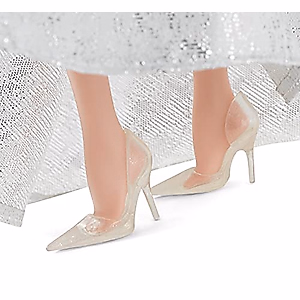 Barbie Signature 2021 Holiday Doll (12-inch, Blonde Wavy Hair) in Silver Gown, with Doll Stand and Certificate of Authenticity, Gift for 6 Year Olds and Up