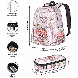SYSGIE Anime Rabbit Backpack With Pencil Case Set Large Capacity Pink Cute Backpacks Work Travel Picnic Bag Gifts