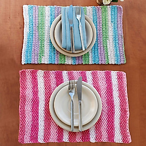 Lily Sugar and Cream Cotton Yarn, Violet Stripes, 2 oz.