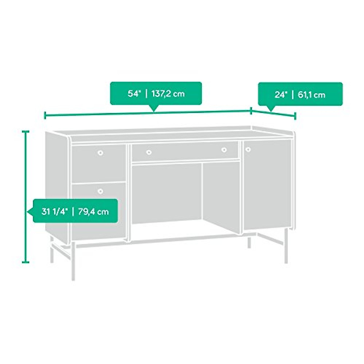 Sauder Harvey Park Desk, Grand Walnut finish