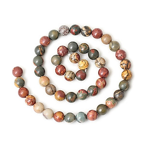 CHEAVIAN 45PCS 8mm Natural Picasso Jasper Gemstone Round Loose Beads for Jewelry Making 1 Strand 15"