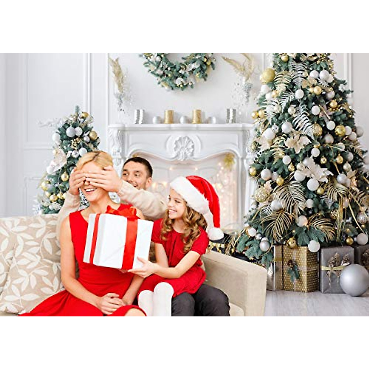 WOLADA 12x10FT Fireplace Backdrop Christmas Backdrop Fireplace Backdrops for Photography Xmas Home Party Decoration Backdrop Christmas Wall Backdrop Kids Christmas Photo Backdrop 11973