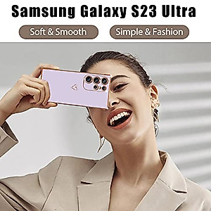 SZXYCZL Compatible with Samsung Galaxy S23 Ultra 5G Case for Women Girl with Luxury Plating Full Camera Lens Protection Cute Love Plating Edge Soft TPU Anti-Fall Case for Samsung S23 Ultra-Purple