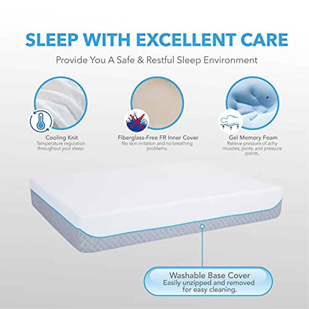 MLILY 12 Inch Queen Memory Foam Mattress in a Box, CertiPUR-US Certified Made in USA, Cooling Gel Foam Mattress, Medium Firm Double Mattress for Pressure Relief, White