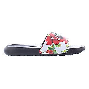 Nike Victori One Women's Print Slides Shoes,White/Siren Red/Atomic Green/Black Size 7