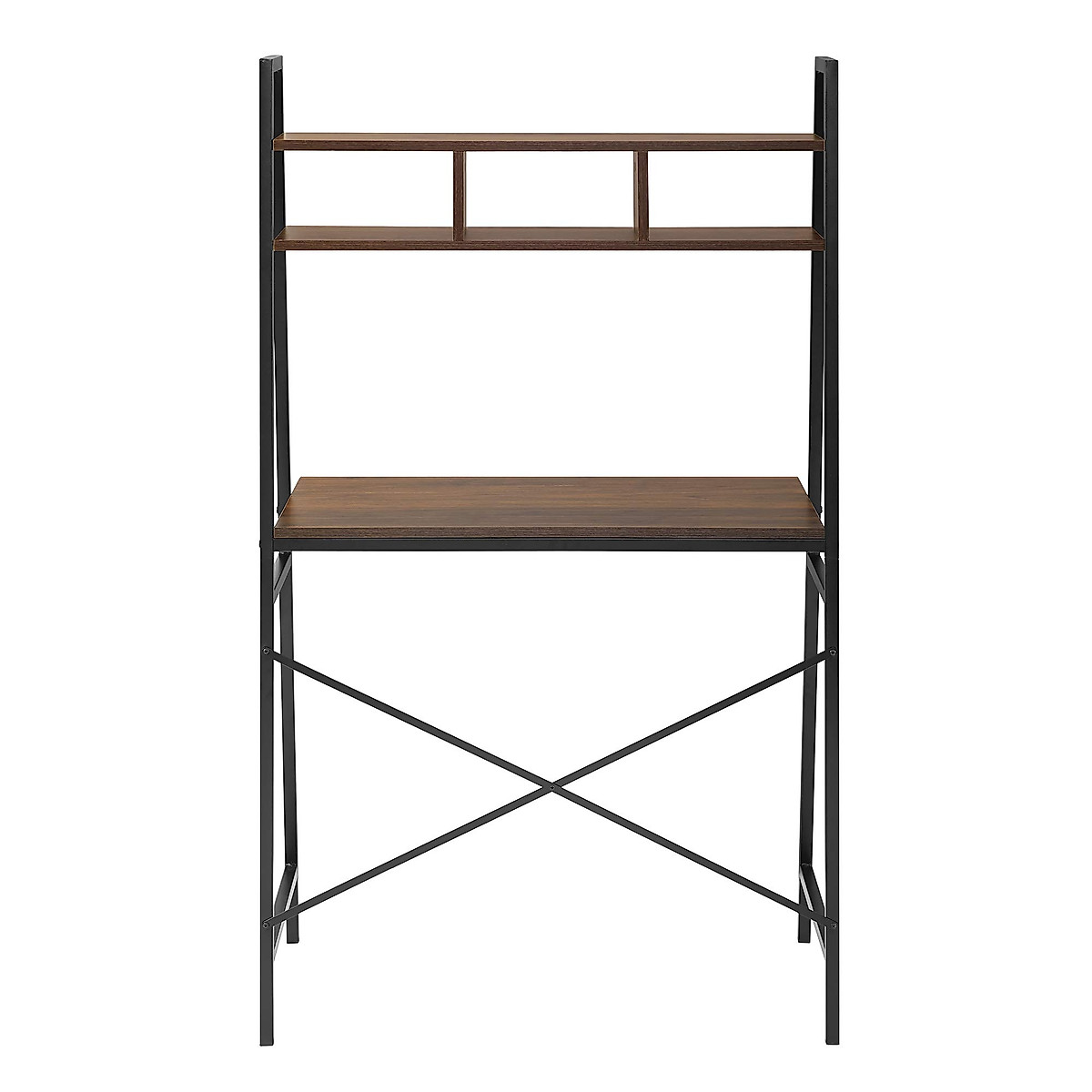 Walker Edison Industrial Wood and Metal X-Back Ladder Desk Home Office Workstation, 56 Inch, Grey Wash