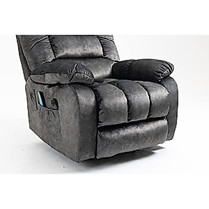 ERYE Electric Power Lift Recliner Chair Sofa for Elderly with Massage and Heat, 3 Positions Adjustable,2 Side Pockets Armchair, Charcoal Gray Microfiber Upholstery