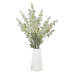 MINYULUA 6pcs Artificial Delphinium Flowers White Silk Larkspur Flowers Faux Snapdragon Long Stem Fake Plant Spray Arrangement for Home Office Garden Wedding Table Vase Decor (White)