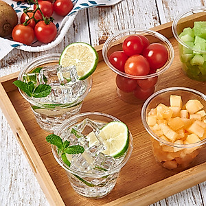 Turbo Bee 50 Pack 9oz Clear Plastic Cups,Disposable Crystal Drinking Cups,PET Plastic Party Cups for Wine,Juice,Iced Coffee and Cold Drinks