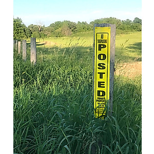 WristCo Posted Sign Yellow Private Property for outdoors - 4" x 20" 100 per Roll weatherproof tear-resistant Tyvek high visibility for warning no trespassing hunting fishing trapping