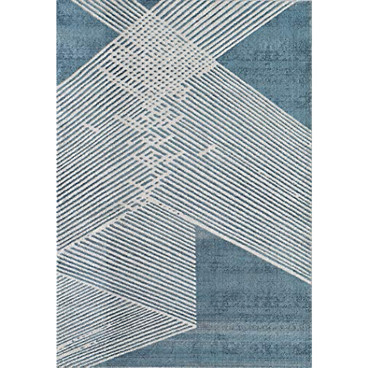 Abani Rugs Blue & Beige Diagonal Lines Area Rug Modern Style, Vista Collection | Turkish Made Superior Comfort & Construction | Stain Shedding Resistant, 7'9" x 10'2" Rectangle