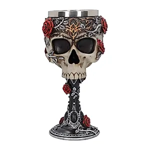 Nemesis Now B4327M8 Gothic Roses Goblet 18cm Black, Resin w/stainless steel insert, One Size