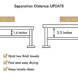 KES 23.6-Inch Double Towel Bar SUS304 Stainless Steel Bathroom Kitchen Towel Holder Dual Towel Rail Rustproof Wall Mount Polished Finish, A2001S60