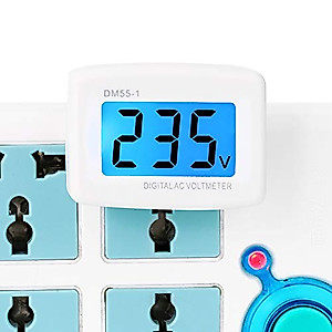 Socket Voltmeter DM55 1 110V 220V Household Plug in LCD Digital AC 80 300V Voltmete Voltage Testers Night Light for Measuring AC Voltage for Office, Factory, Laboratory, Household