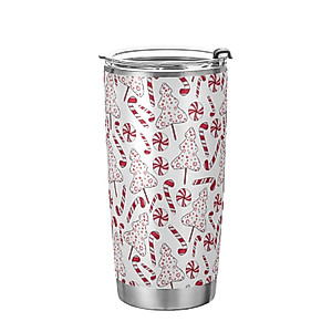 Yasala Christmas Tumbler Candy Cane Xmas Tree Insulated Coffee Cup Beverage Container Office Travel Mug with Straw and Lid 20oz Holiday Back to School Gift