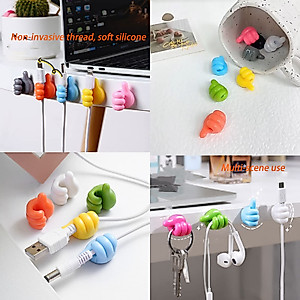 feliposi 24pcs Thumb Hooks - Thumbs up Wall Hook Self Adhesive Silicone Thumb Wall Hooks Adhesive Cable Clip for Storage Cable,Headphone,Plug