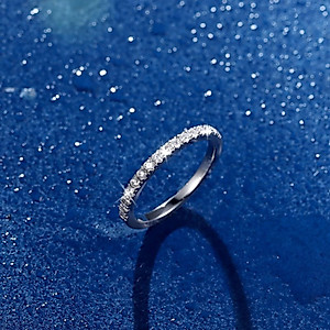 1.8mm Moissanite Half Eternity Ring for Women, 0.25-0.3ct Brilliant D Color VVS1 Clarity Lab Created Diamond Moissanite Stackable Engagement Promise Ring Gold Filled Half Eternity Ring Wedding Band