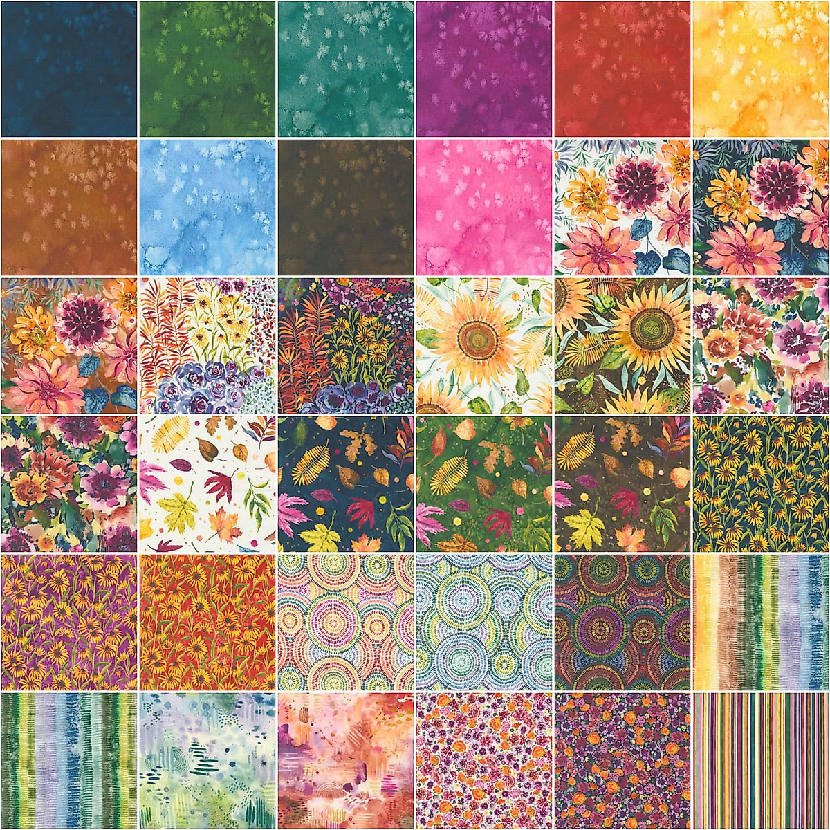 Floribunda Charm Pack by Create Joy Project; 42-5" Precut Fabric Quilt Squares