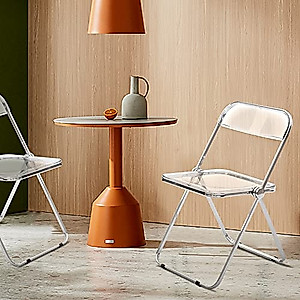 CangLong Modern Acrylic Stackable, Plastic Folding Dining Room Armless Home Comfortable Event Chair, Clear, Set of 2, Transparent + Foldable Legs