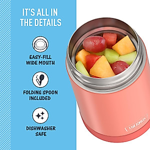 THERMOS FUNTAINER 16 Ounce Stainless Steel Vacuum Insulated Food Jar with Folding Spoon, Apricot