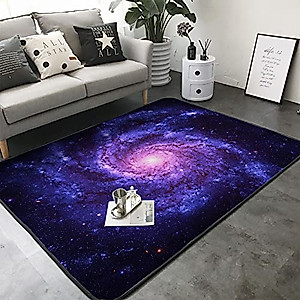 Washable Area Sponge Rug Mat for Kids Girls Bedroom Living Room Spiral Galaxy, Outer Space Psychedelic Nebula Universe Non-Slip Carpet Super Soft Extra Thick Bathroom Home Indoor Small Floor Rugs