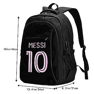 Elehuv Messi Soccer Fans 16IN Laptop Backpack Work College Computer Bag Travel Daypack With Usb Charging Port for Men Women