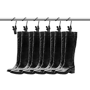 Boot Hanger for Closet, Laundry Hooks with Clips, Boot Holder, Hanging Clips, Portable Multifunctional Hangers Single Clip Space Saving for Jeans, Hats, Tall Boots, Towels (Black,20 Pieces)