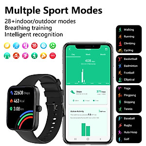 Azgqswr Boost Your Productivity with Our Innovative Smart Watch for Android iPhone - Bluetooth Call, IP68 Waterproof, and 60+ Sports Modes