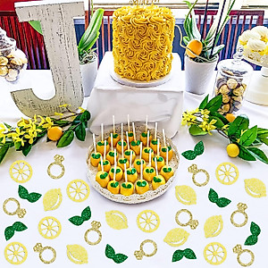 Sursurprise 200pcs Lemon Table Confetti Glitter for She Found Her Main Squeeze Lemon Bridal Shower Decorations Lemon Bachelorette Party Wedding Engagement Supplies