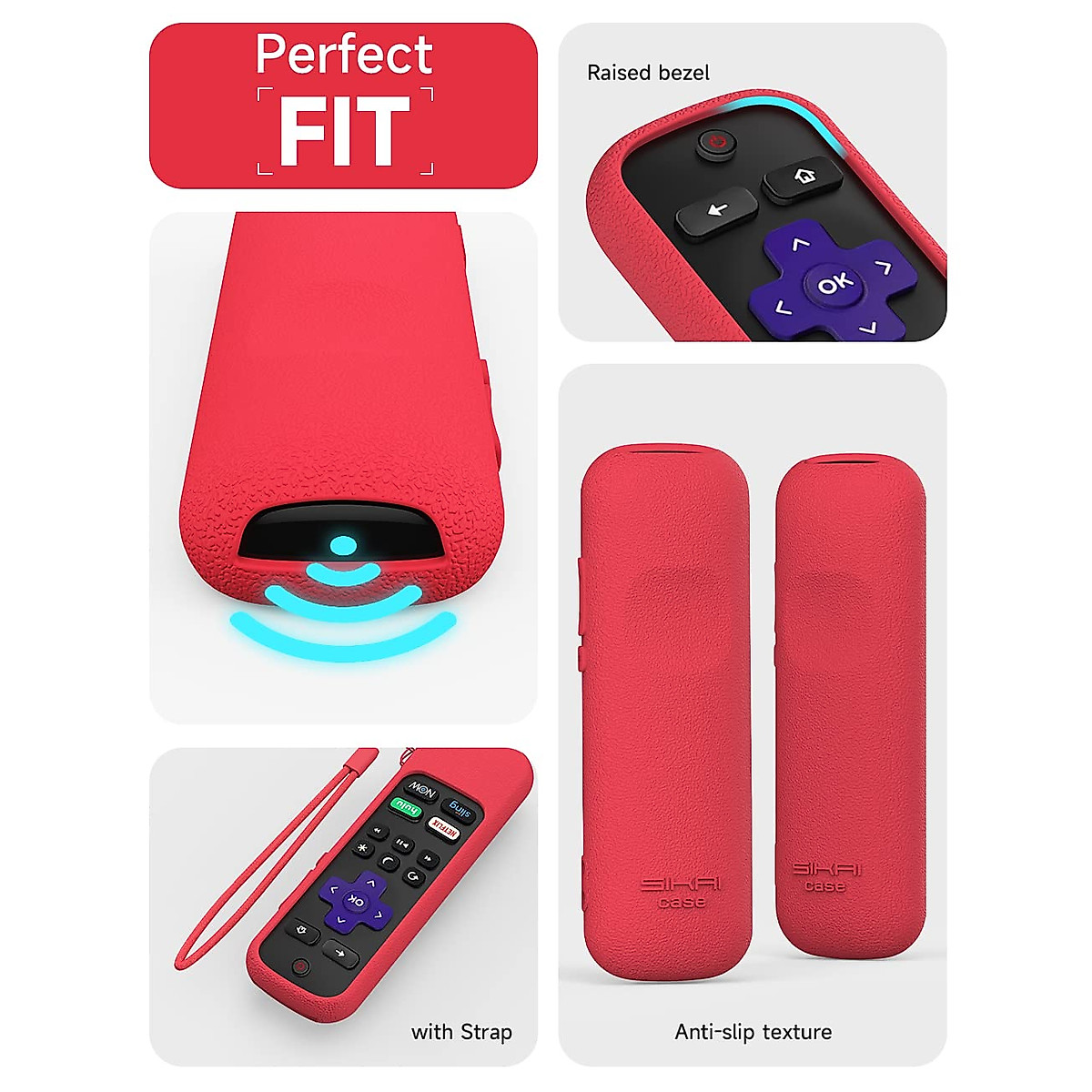 Roku Voice Remote Cover for Roku Voice Remote Pro 2nd Ed(2024), Roku TCL RC580,Stick 4k+,RCA1R 2022,RCAL7R Remote Shockproof Silicone Protective Case for Streaming Stick 4K with Remote Loop(Red)