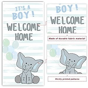 It’s A Boy Welcome Home Cute Cartoon Elephant Banner Background Photo Booth Props Animal Theme Decor for Boy Prince Wild One Safari Baby Shower 1st Birthday Party Favors Supplies Decorations Backdrop