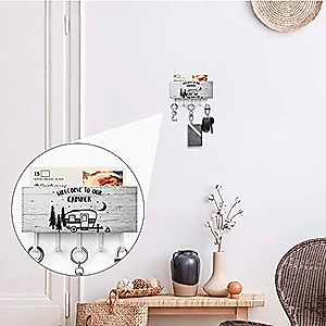 ArogGeld Welcome to Our Camper Self Adhesive Key Holder,Key Hooks Organizer for Wall with Mail Holder,Rustic Key Hangers Home Decorative for Farmhouse Entryroom Mudroom Hallway Kitchen Office Garage