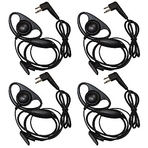 HQRP 4-Pack D Shape Earpiece Headset PTT Mic Compatible with Motorola RDV-5100, RDV-2020, AU-1200, AV-1200 Sun Meter