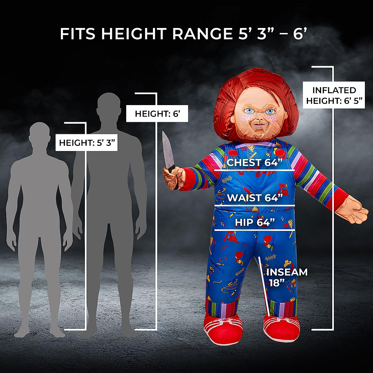 Rubies Licensed Chucky Inflatable Costume- Chucky Costume for Adults Halloween