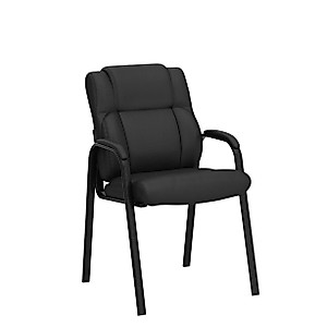 CLATINA Leather Guest Chair with Padded Arm Rest for Reception Meeting Conference and Waiting Room Side Office Home Black 2 Pack