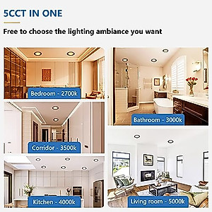 CycevSun 12 Pack Bronze Recessed Lighting 6 Inch with Night Light, Canless Ultra Thin Wafer Downlight Pot Outdoor Exterior Soffit Lighting, Dimmable & 5 CCT Selectable, 12W, ETL