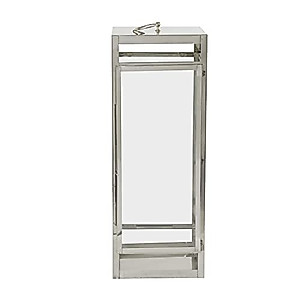 Deco 79 Stainless Steel Pillar Candle Lantern, 11" x 11" x 32", Silver