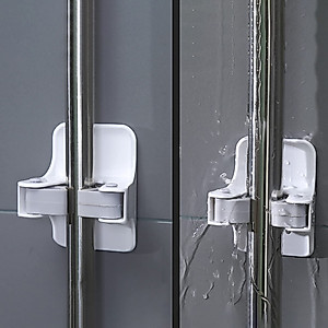 Soaoun Broom Holder 4Pcs Self-Adhesive Wall Mount Plastic Dustpan Hanger No Drilling Anti-Slip for Home Kitchen (white)