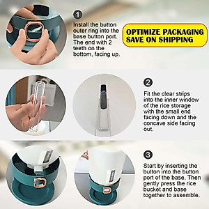 Darvii 23 Lbs Rice Dispenser - Grain Storage Container with Automatic Dispenser, Rectangular, Gray, 16.5 x 6.7 inches